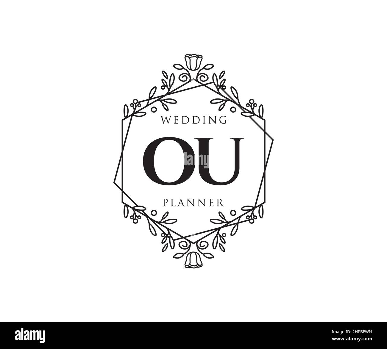 OU Initials letter Wedding monogram logos collection, hand drawn modern ...