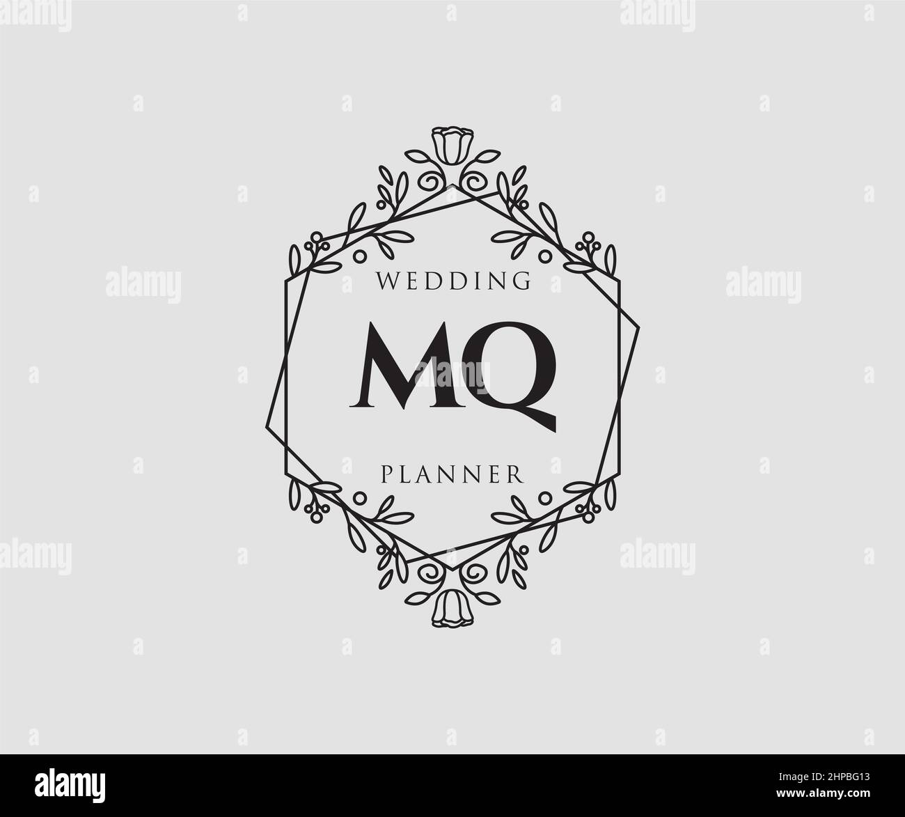 MQ Initials letter Wedding monogram logos collection, hand drawn modern ...
