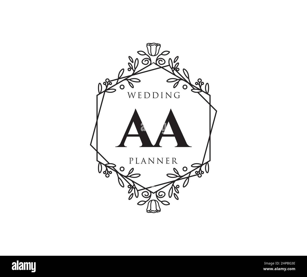 AA Initials letter Wedding monogram logos collection, hand drawn modern ...