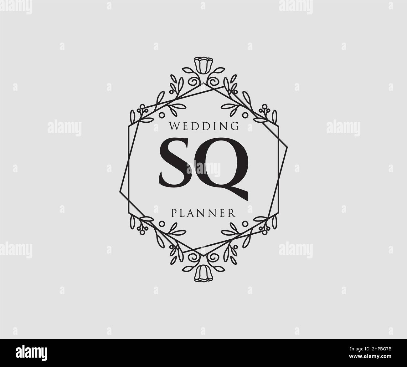 SQ Initials letter Wedding monogram logos collection, hand drawn modern ...