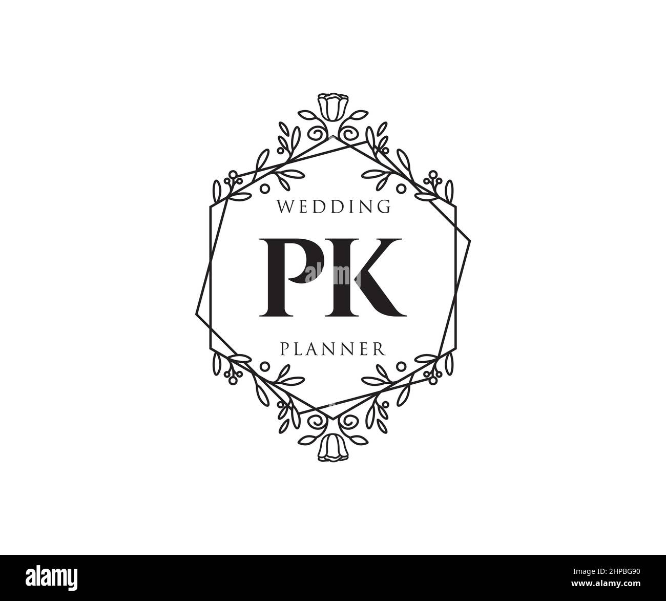 PK Initials letter Wedding monogram logos collection, hand drawn modern ...