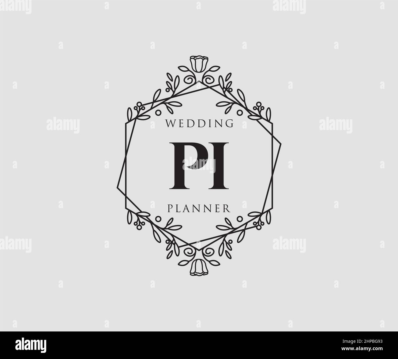 PI Initials letter Wedding monogram logos collection, hand drawn modern ...