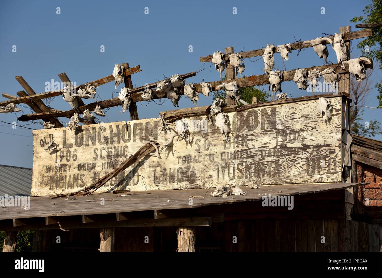 Abandoned saloon in a ghost town in the town of Scenic, South Dakota ...