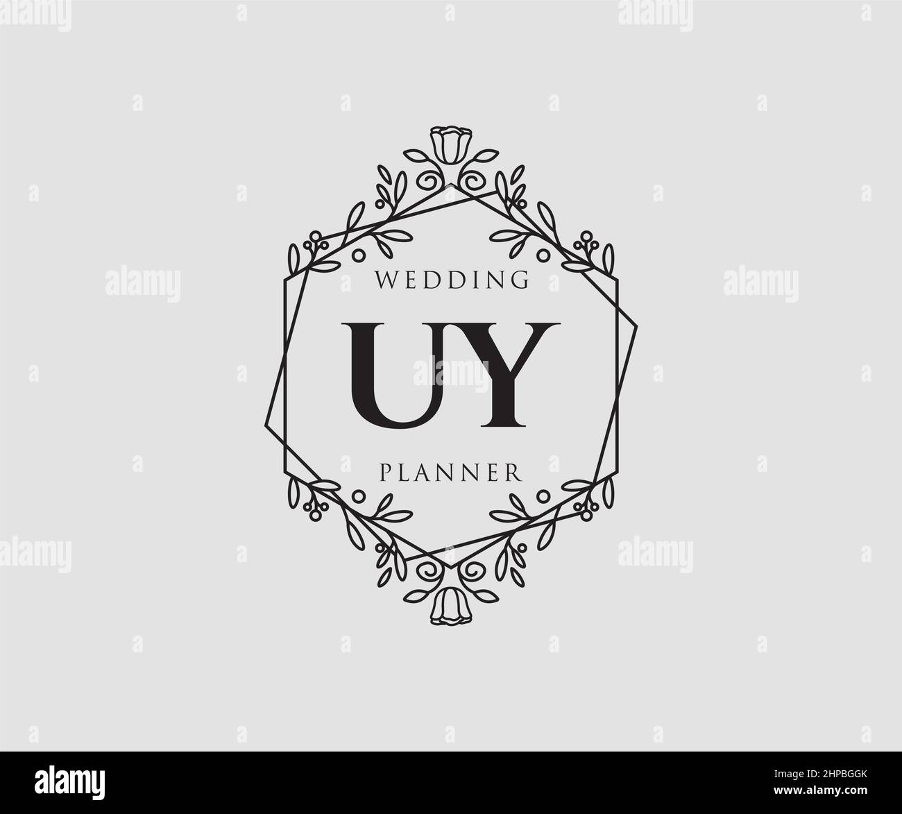 UY Initials letter Wedding monogram logos collection, hand drawn modern ...