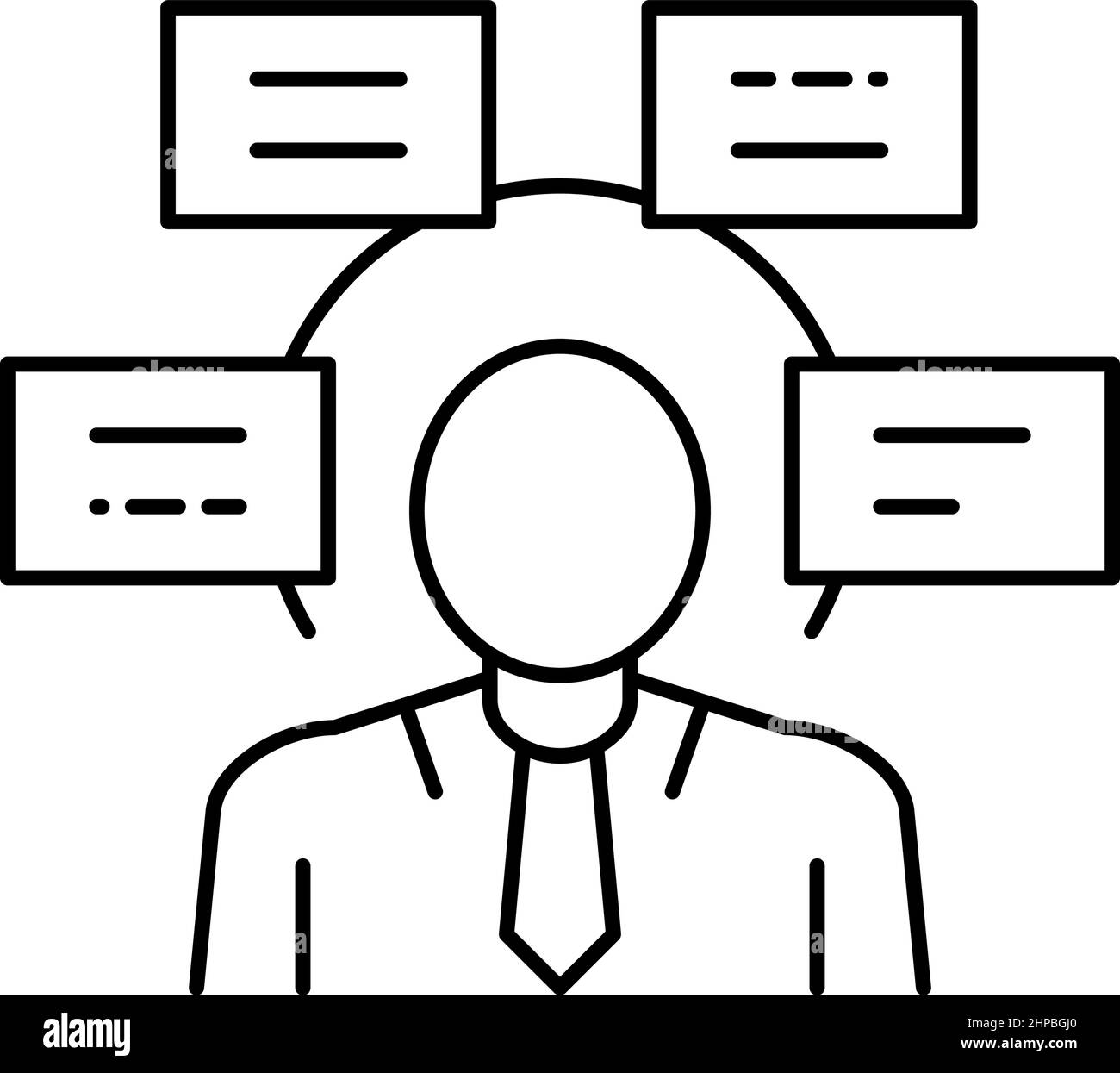 human comprehends tasks line icon vector illustration Stock Vector ...