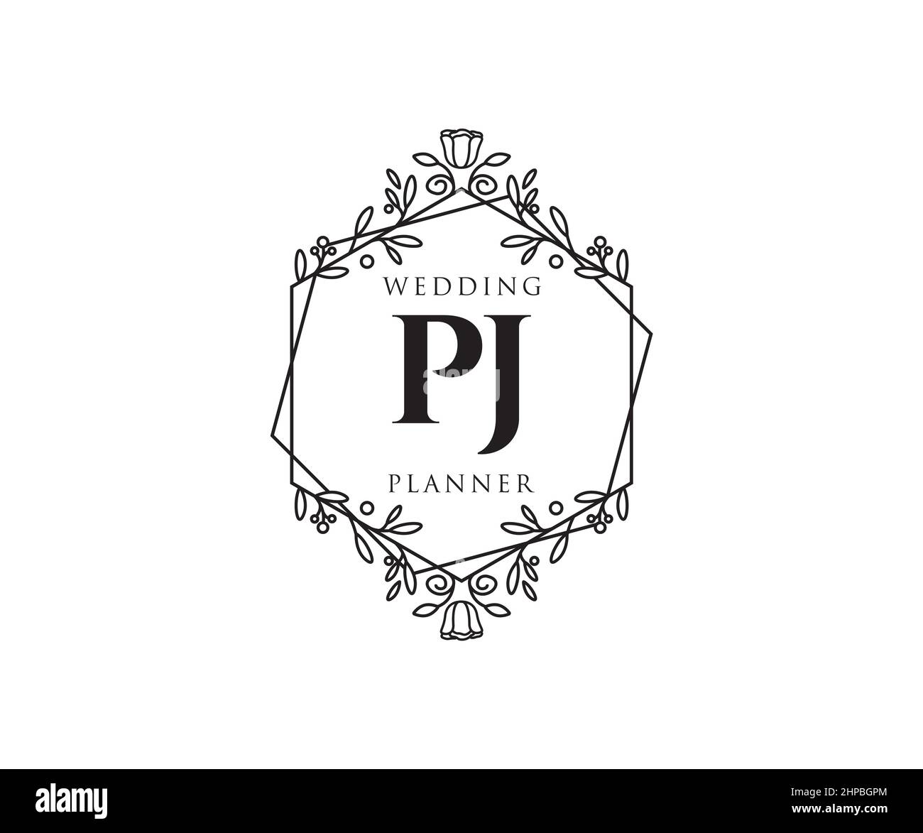 PJ Initials letter Wedding monogram logos collection, hand drawn modern ...