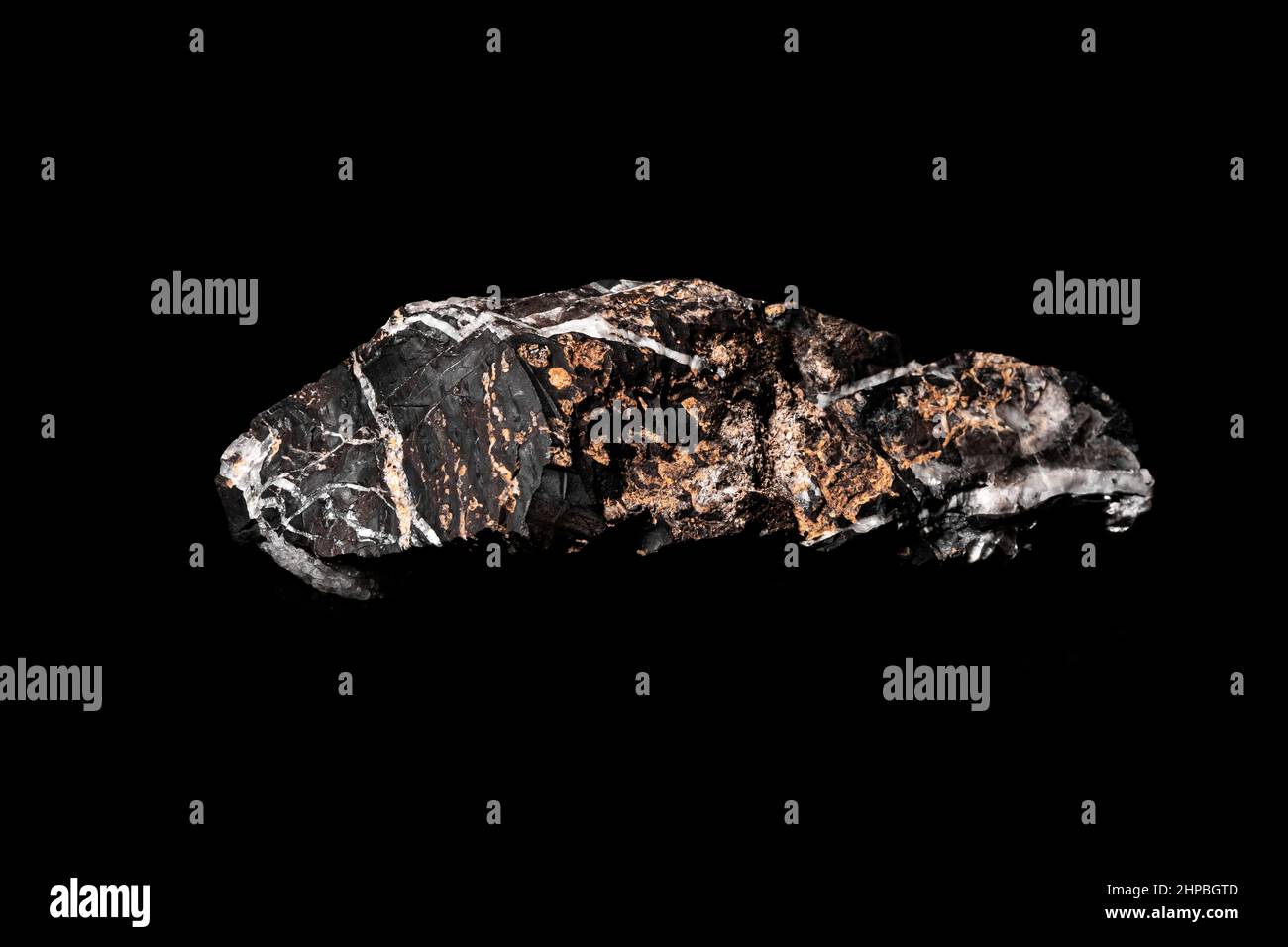 Macro Close up image of raw material Manganese Ore rock isolated on ...