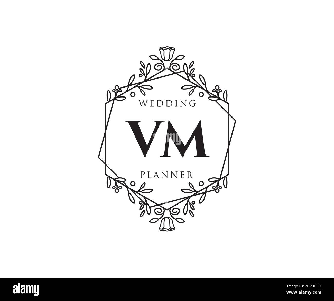 VM Initials letter Wedding monogram logos collection, hand drawn modern ...
