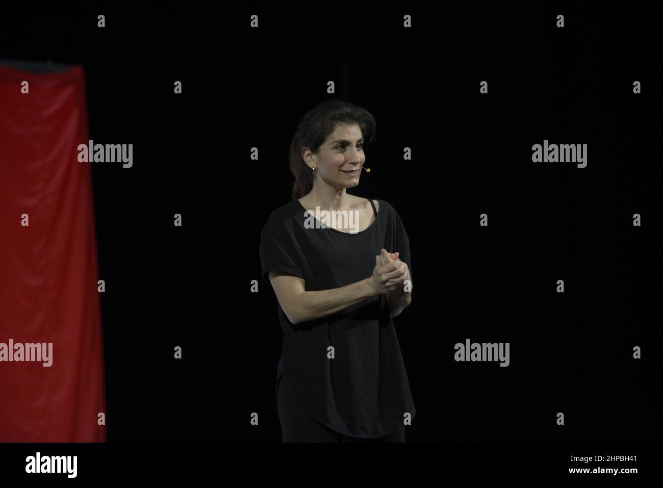 Giulia and Paola Michelini perform on the stage of the Ferrara theater ...