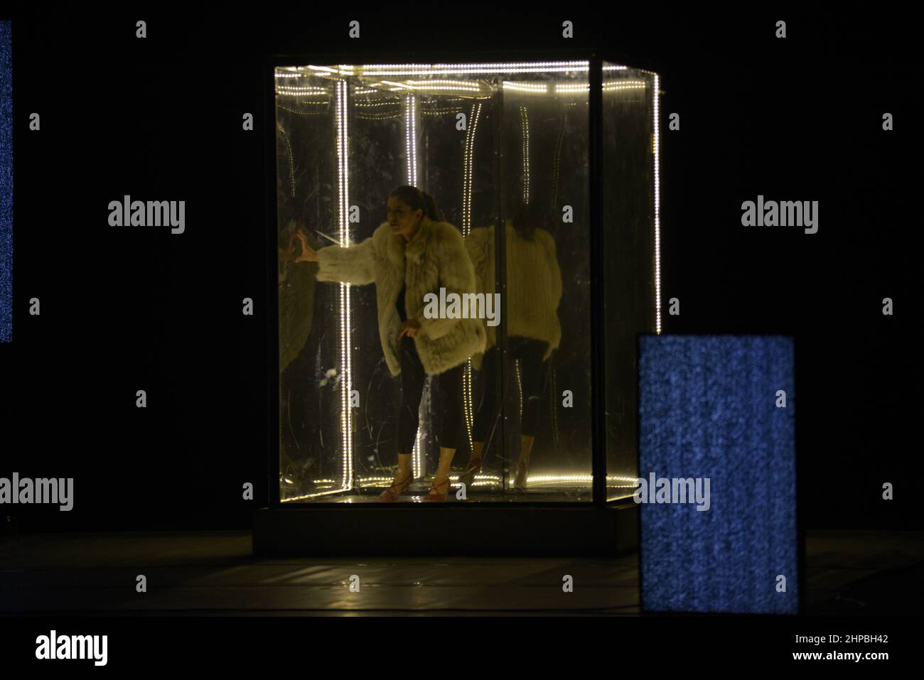 Giulia and Paola Michelini perform on the stage of the Ferrara theater ...