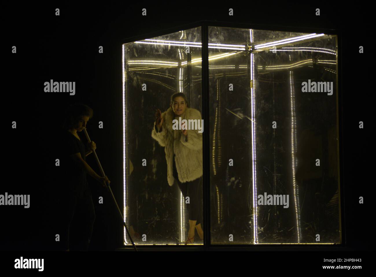 Giulia and Paola Michelini perform on the stage of the Ferrara theater ...