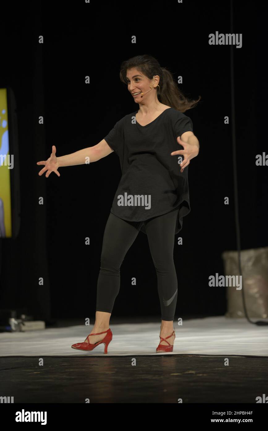 Giulia and Paola Michelini perform on the stage of the Ferrara theater ...