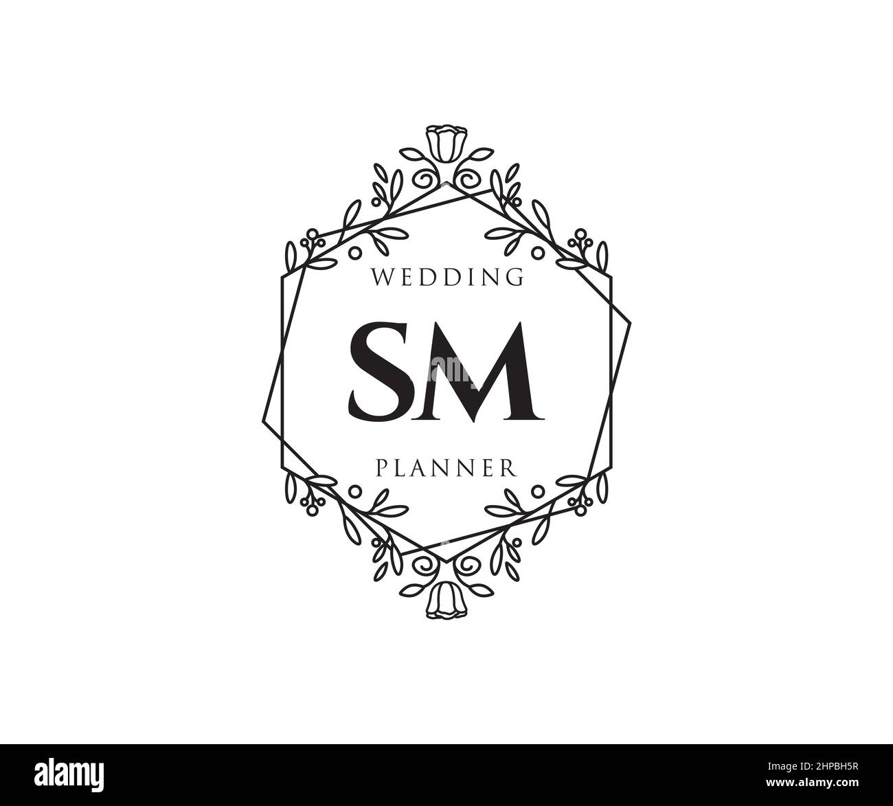 SM Initials letter Wedding monogram logos collection, hand drawn modern ...