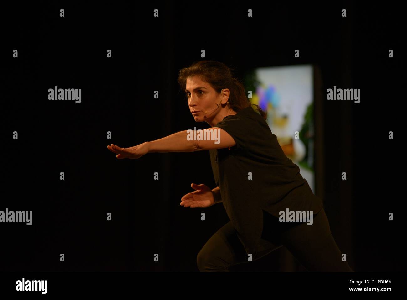 Giulia and Paola Michelini perform on the stage of the Ferrara theater ...
