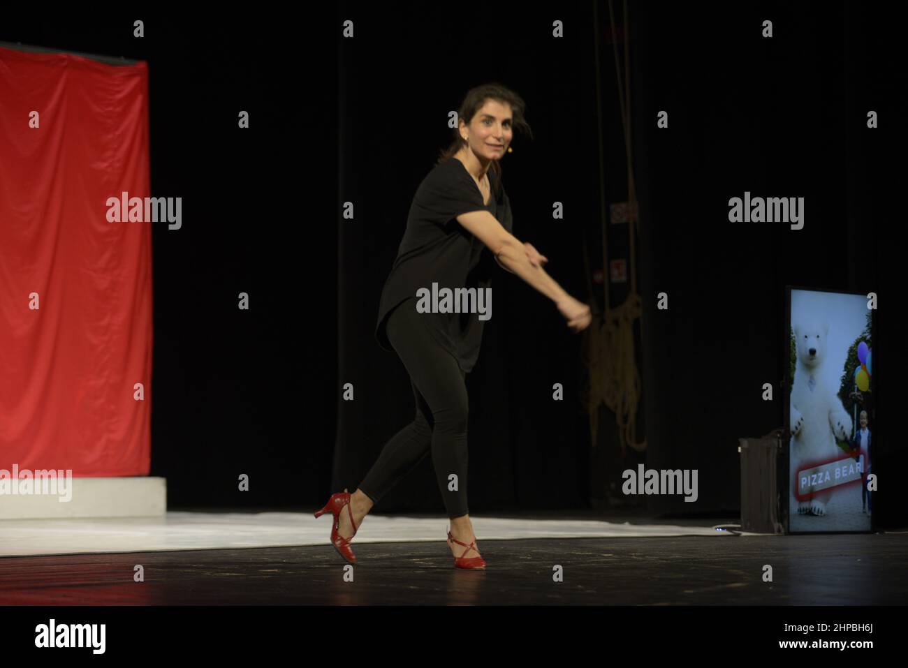 Giulia and Paola Michelini perform on the stage of the Ferrara theater ...