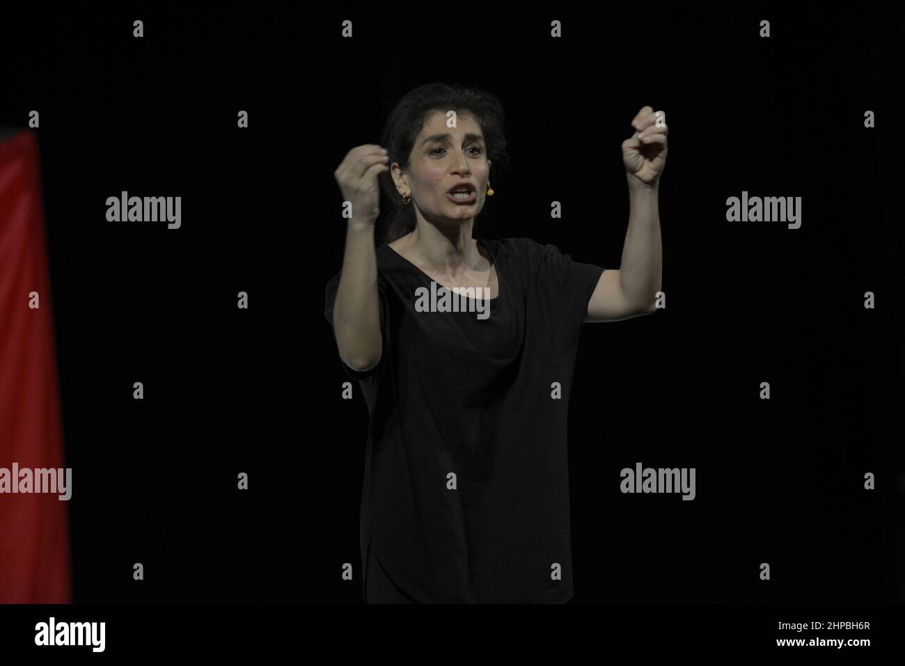 Giulia and Paola Michelini perform on the stage of the Ferrara theater ...