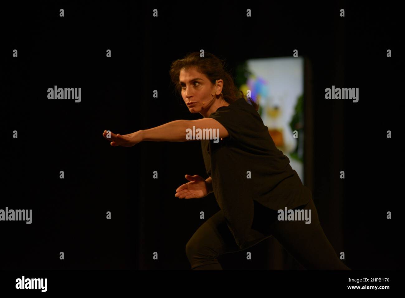 Giulia and Paola Michelini perform on the stage of the Ferrara theater ...