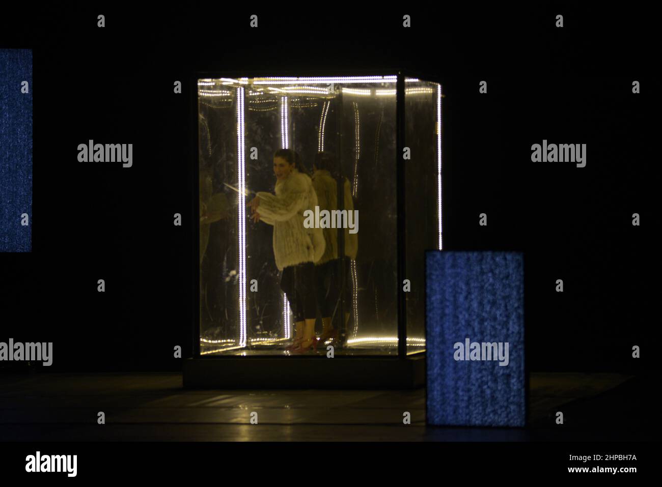 Giulia and Paola Michelini perform on the stage of the Ferrara theater ...