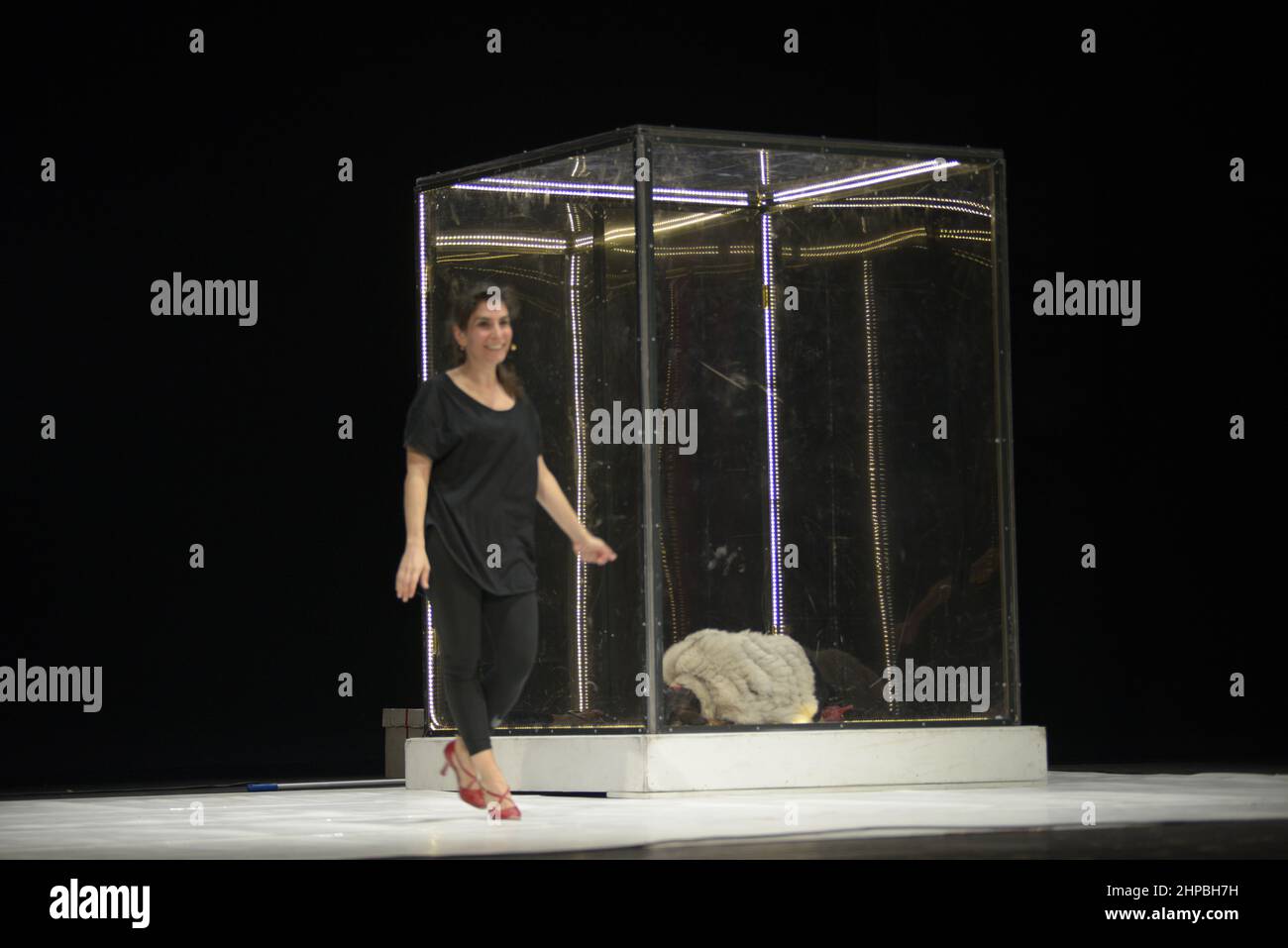 Giulia and Paola Michelini perform on the stage of the Ferrara theater ...