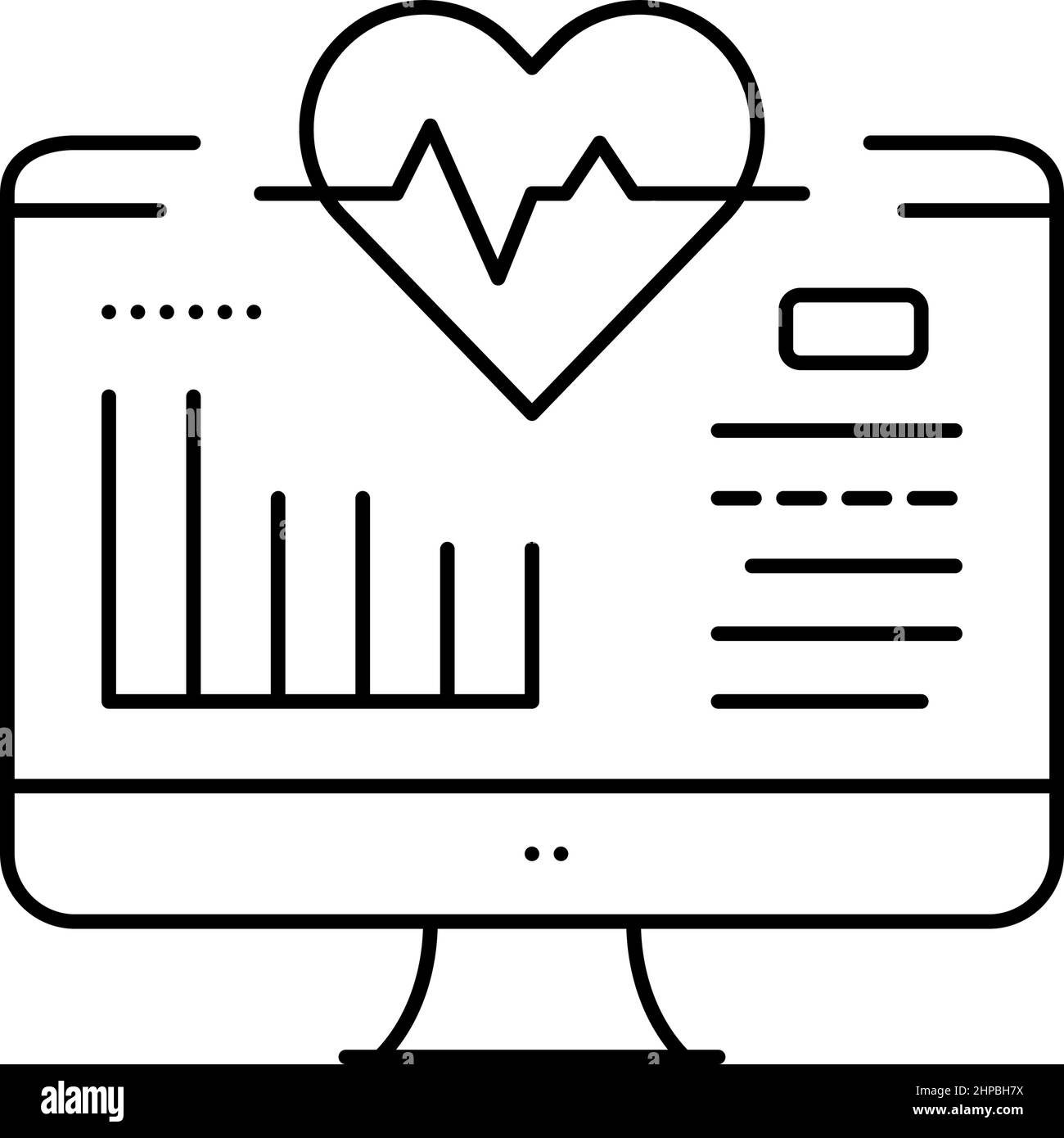 computer heart cardio line icon vector illustration Stock Vector Image ...