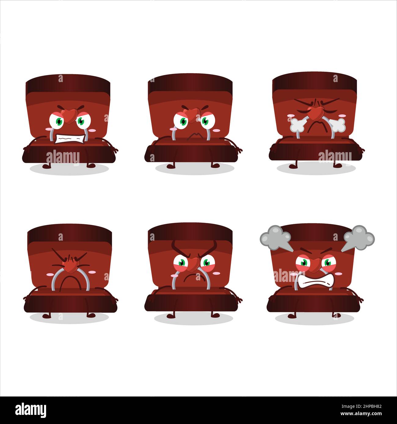 Red ring box cartoon character with various angry expressions. Vector ...