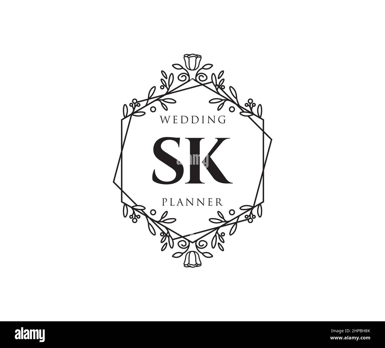 SK Initials letter Wedding monogram logos collection, hand drawn modern ...