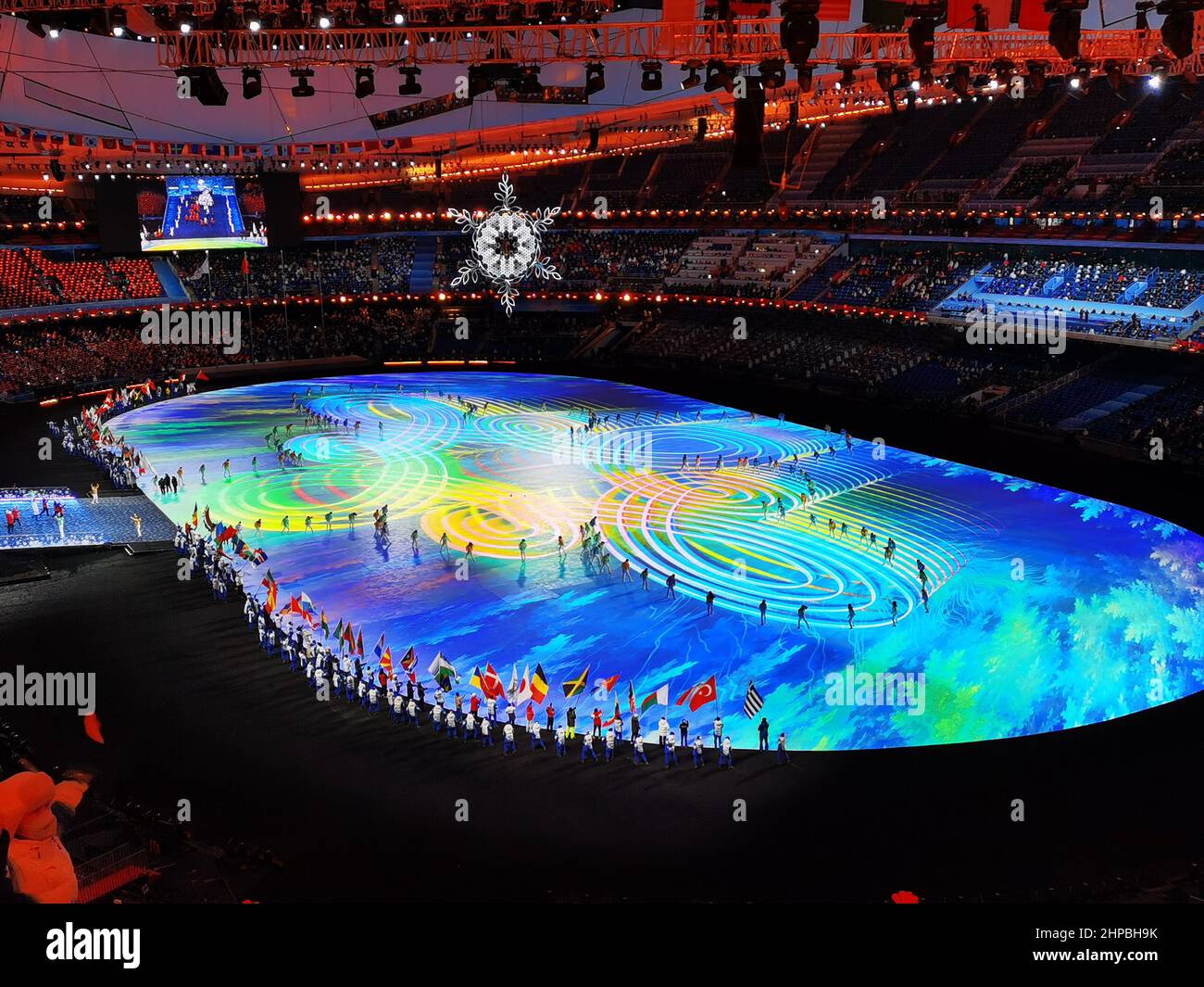 BEIJING, CHINA - FEBRUARY 20, 2022 - Citizens enter National Stadium to ...
