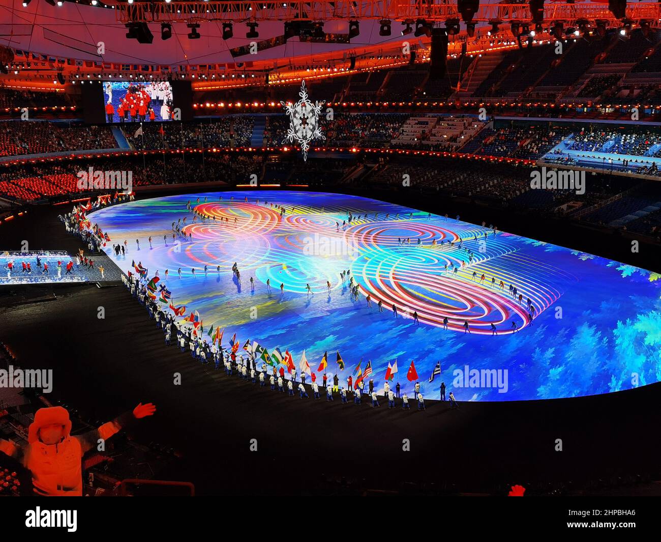 BEIJING, CHINA - FEBRUARY 20, 2022 - Citizens enter National Stadium to ...