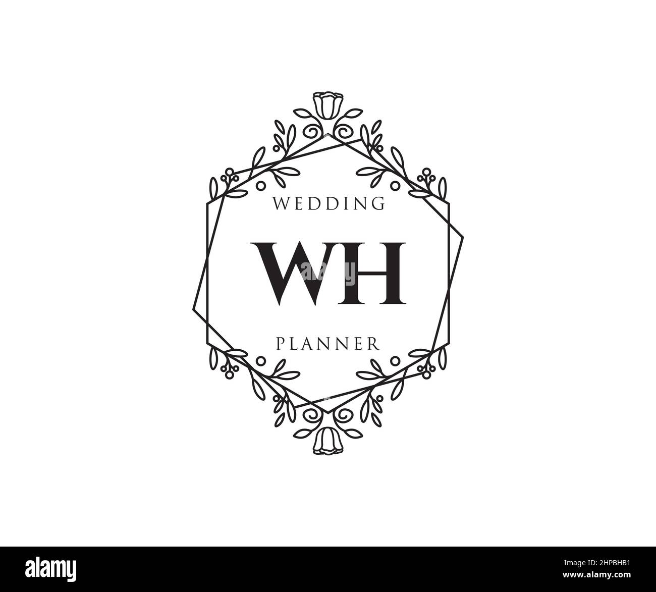WH Initials letter Wedding monogram logos collection, hand drawn modern ...