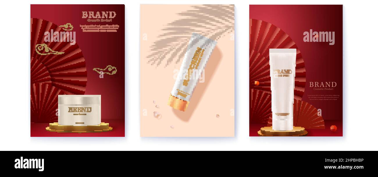 Ad of cosmetic cream. Cosmetic products display on creative backgrounds ...