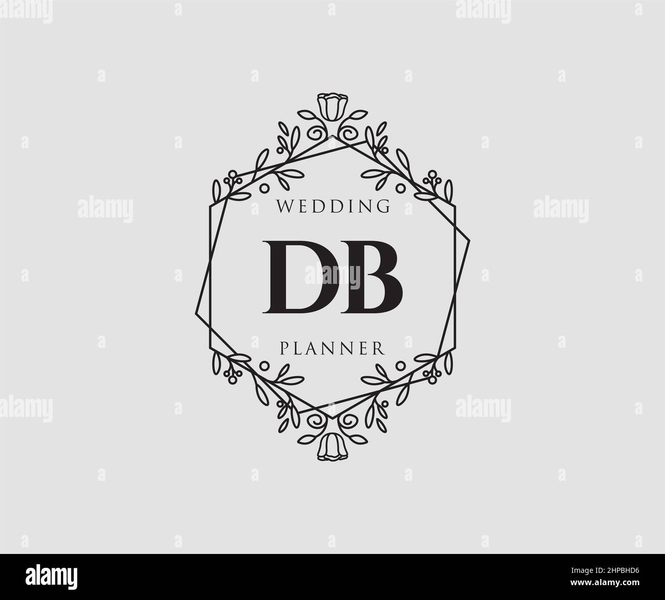 DB Initials letter Wedding monogram logos collection, hand drawn modern minimalistic and floral ...