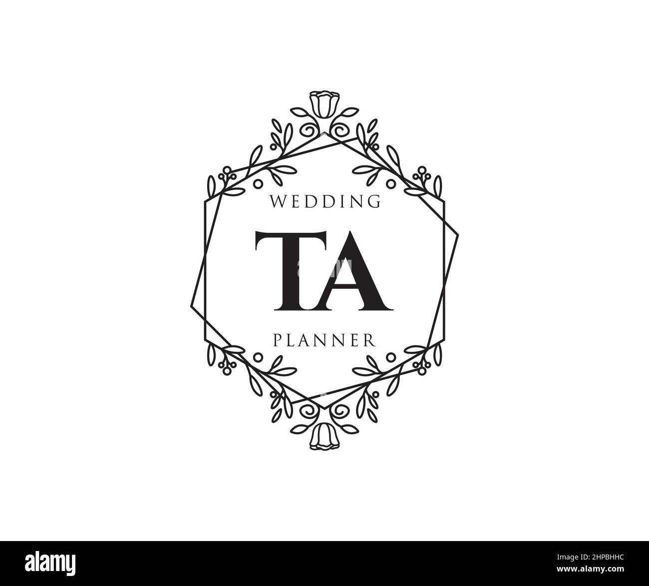 TA Initials letter Wedding monogram logos collection, hand drawn modern ...