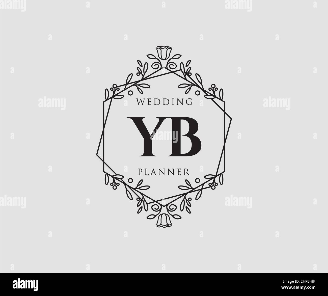 YB Initials letter Wedding monogram logos collection, hand drawn modern ...