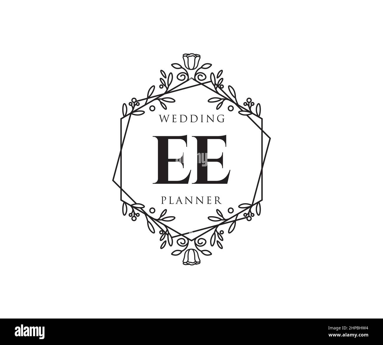 EE Initials letter Wedding monogram logos collection, hand drawn modern ...