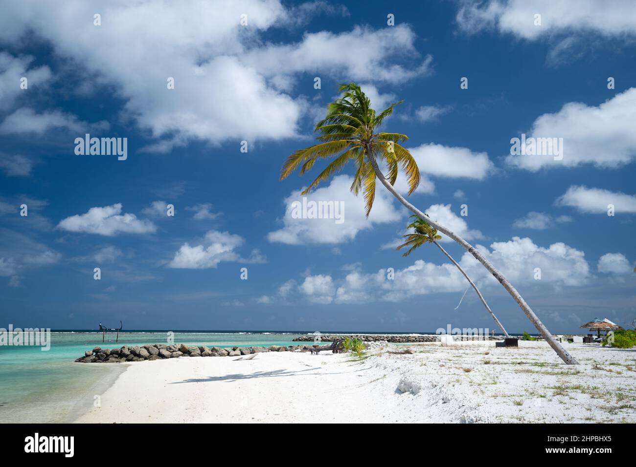 Nice view of the white beach. Maldives Stock Photo - Alamy