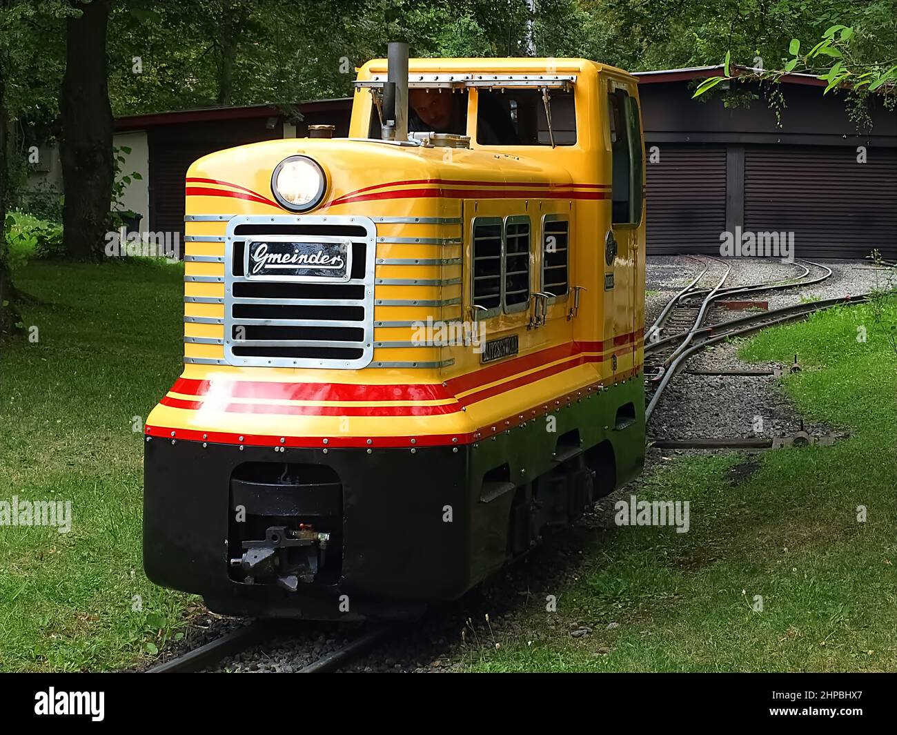 Red steam locomotive at the Hoehenpark Killesberg in Stuttgart Stock ...