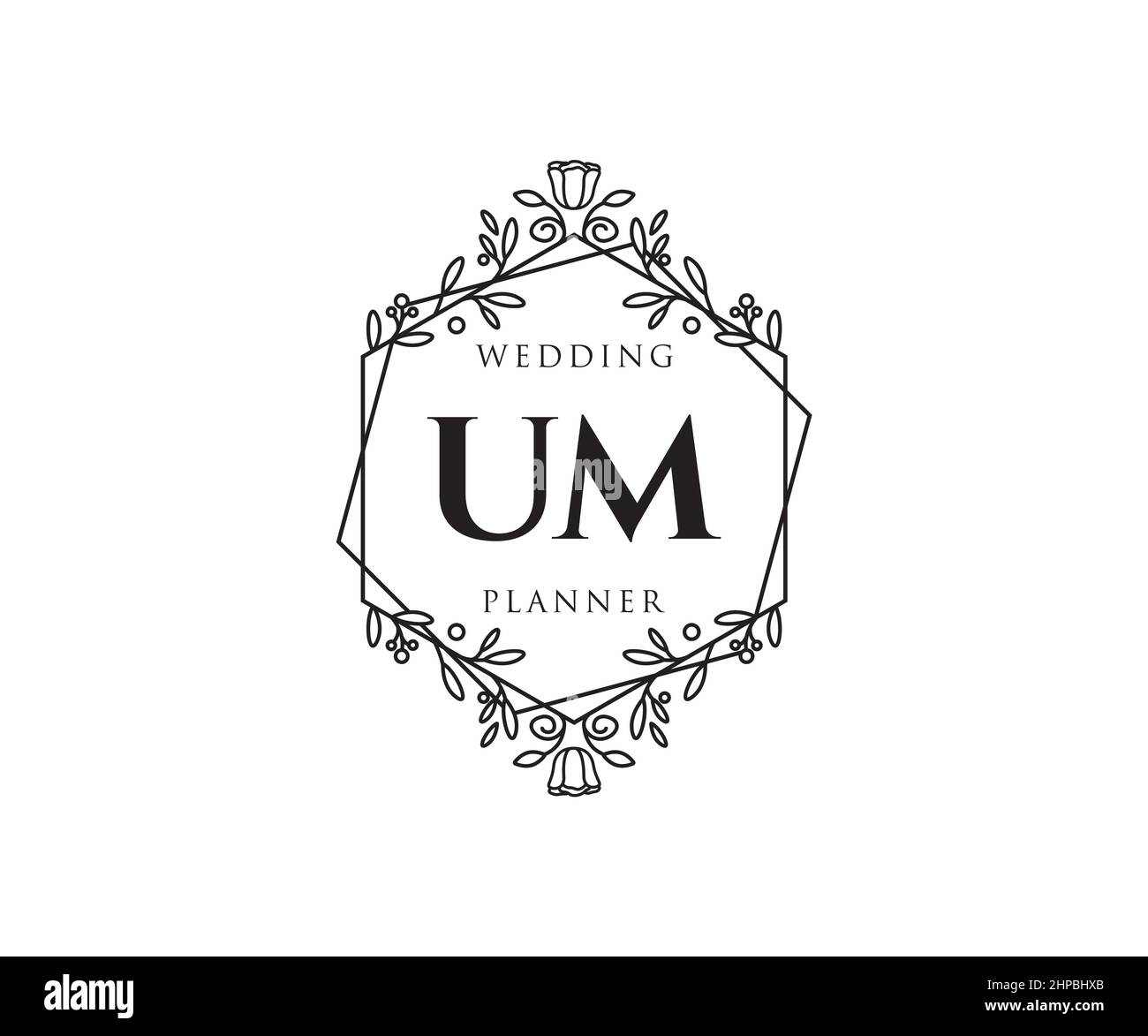 UM Initials letter Wedding monogram logos collection, hand drawn modern ...