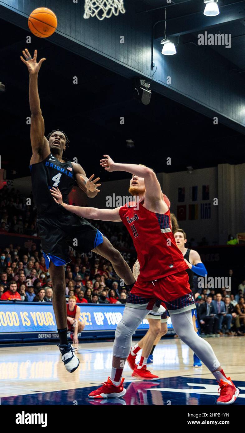 Moraga, CA U.S. 19th Feb, 2022. A. Brigham Young forward Atiki Ally ...