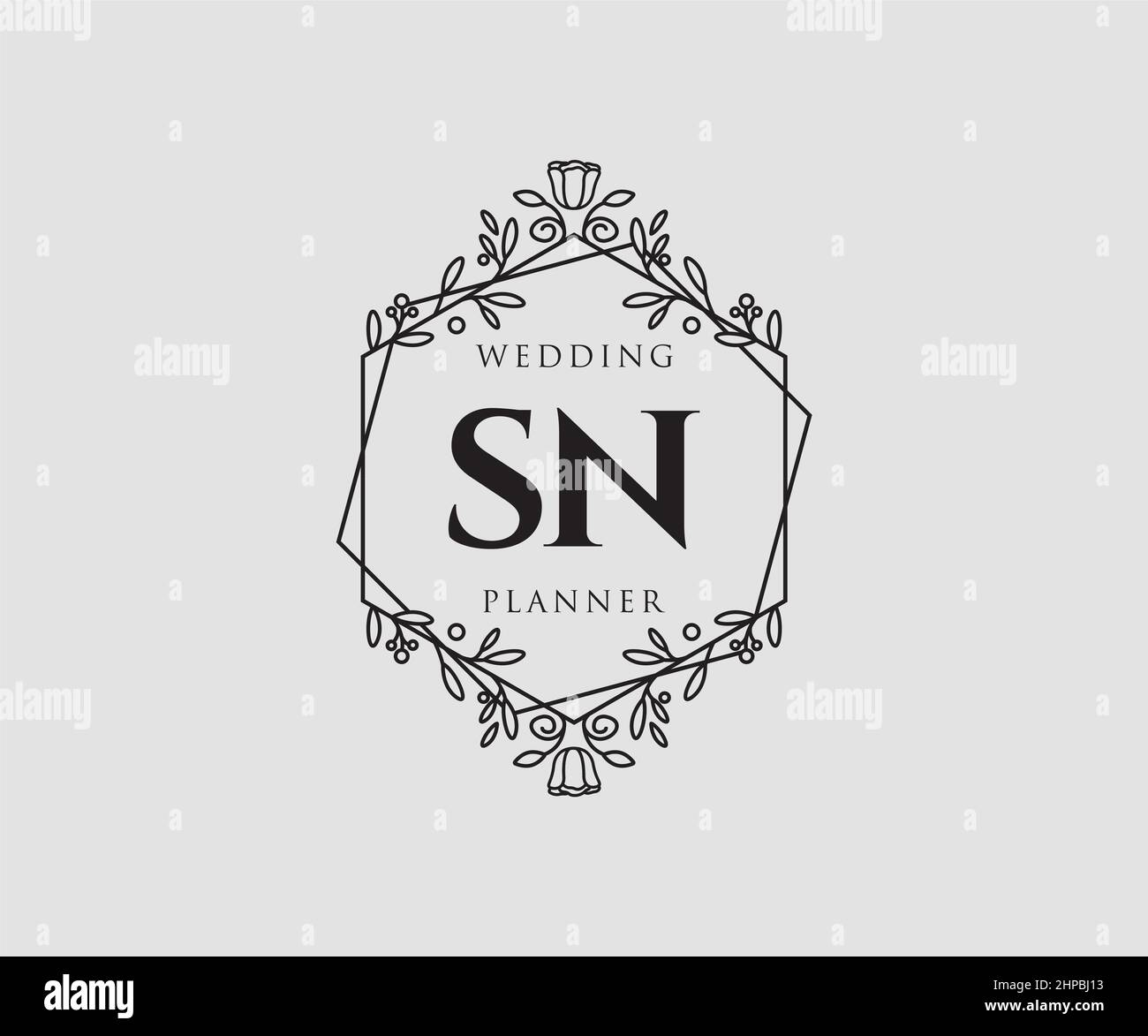 SN Initials letter Wedding monogram logos collection, hand drawn modern ...