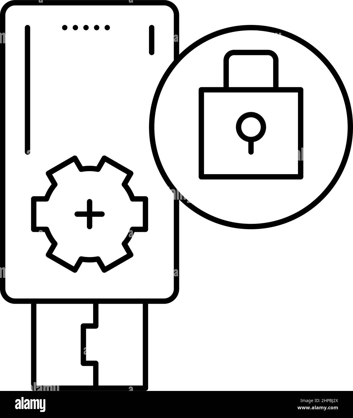 flash drive password line icon vector illustration Stock Vector Image ...