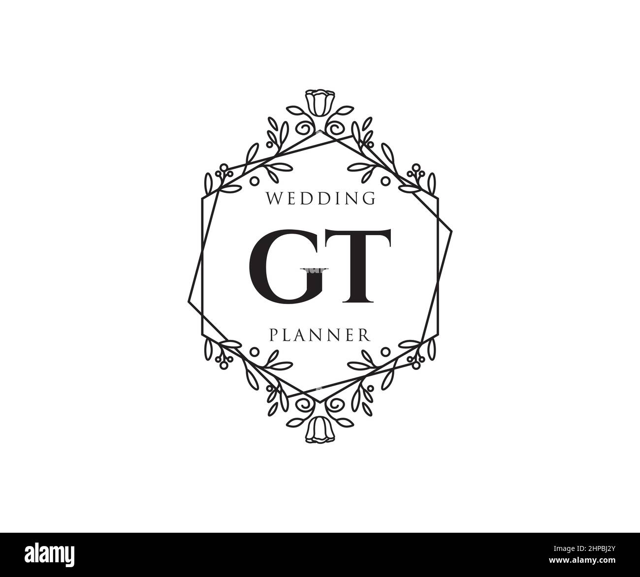 GT Initials letter Wedding monogram logos collection, hand drawn modern ...
