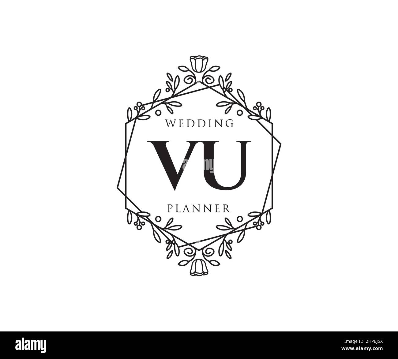 VU Initials letter Wedding monogram logos collection, hand drawn modern ...