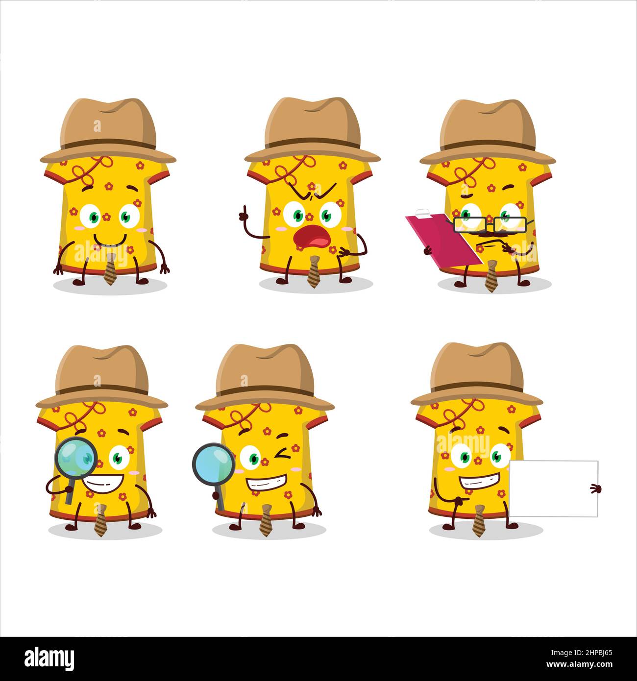 Detective yellow clothing kids chinese woman cute cartoon character ...