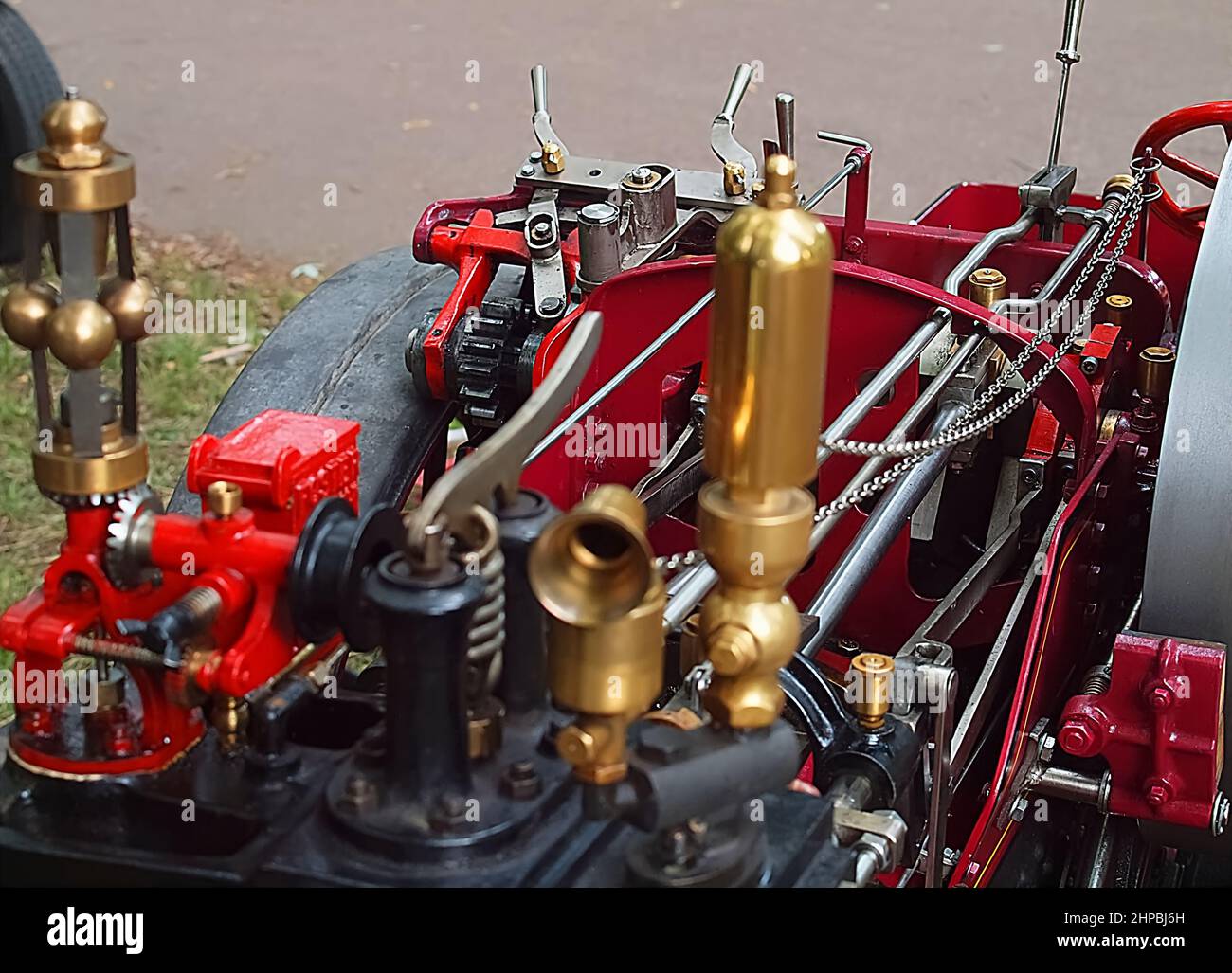 Red steam locomotive at the Hoehenpark Killesberg in Stuttgart Stock ...
