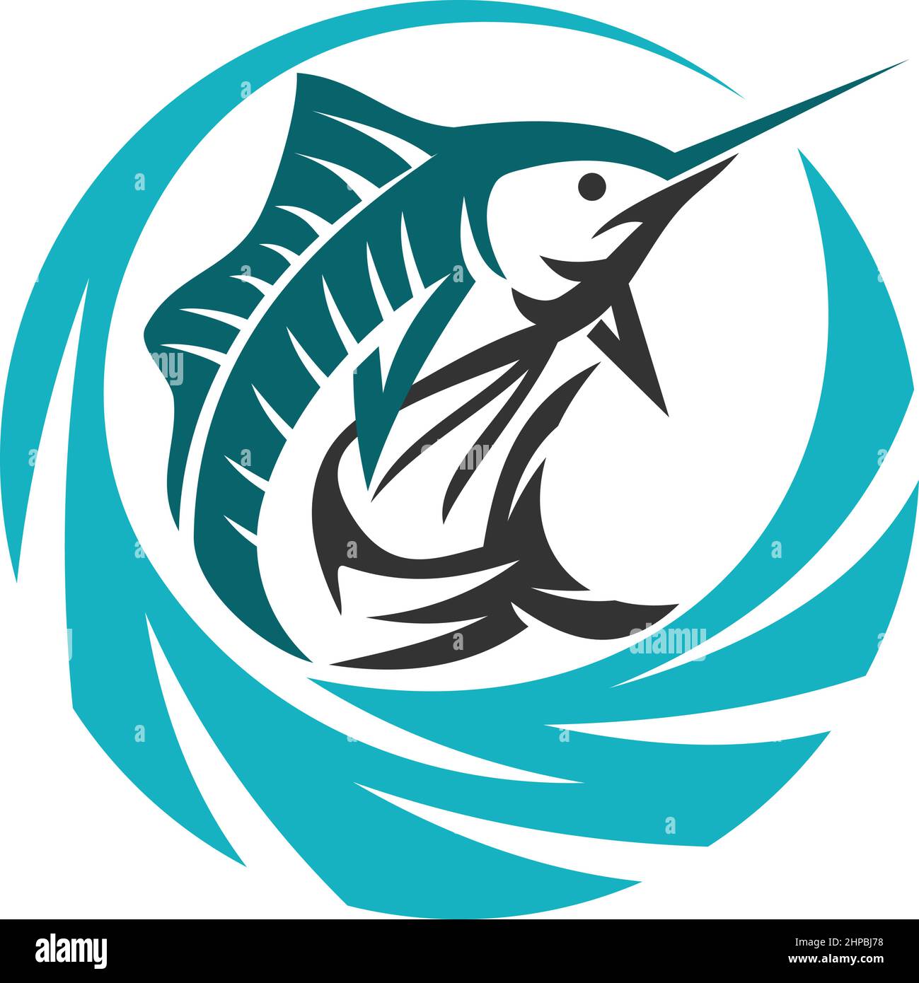 Marlin fish on ocean Icon Illustration Brand Identity Stock Vector ...
