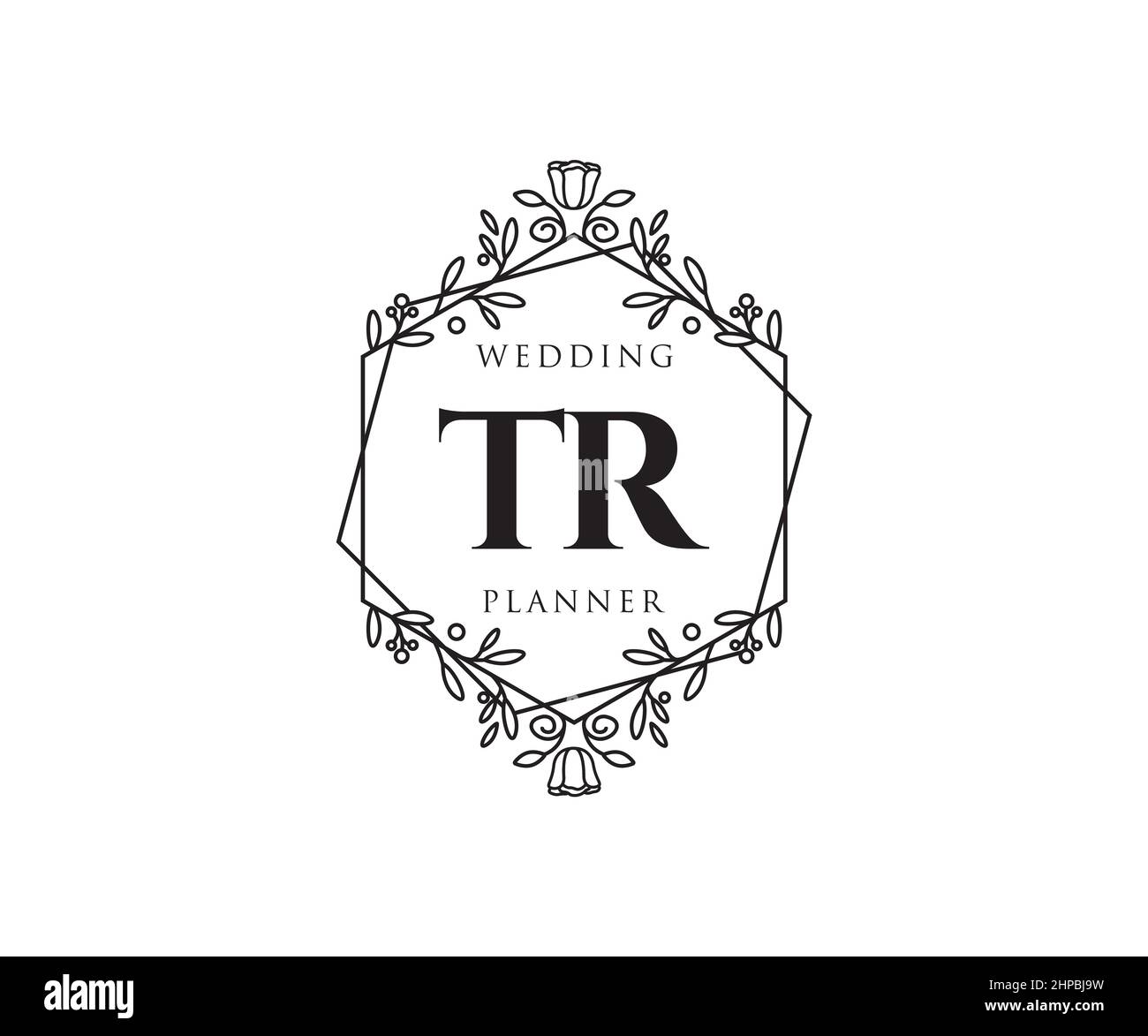 TR Initials letter Wedding monogram logos collection, hand drawn modern ...