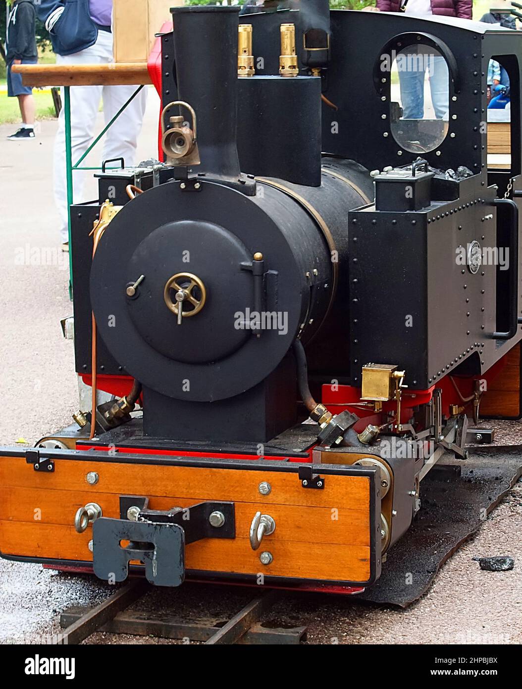 Red steam locomotive at the Hoehenpark Killesberg in Stuttgart Stock ...