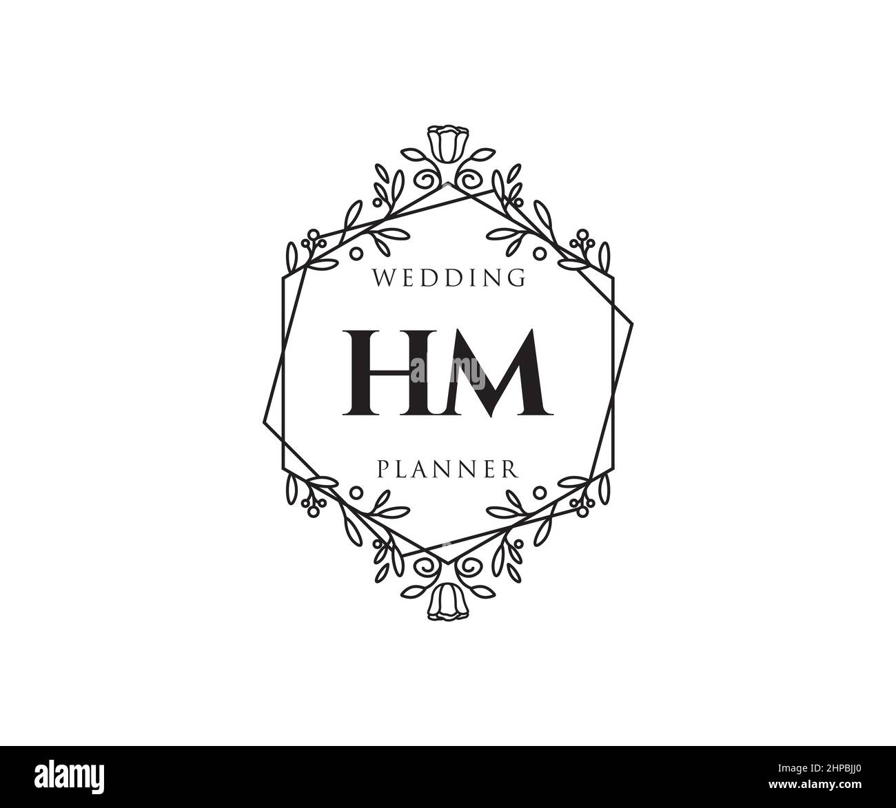 HM Initials letter Wedding monogram logos collection, hand drawn modern ...