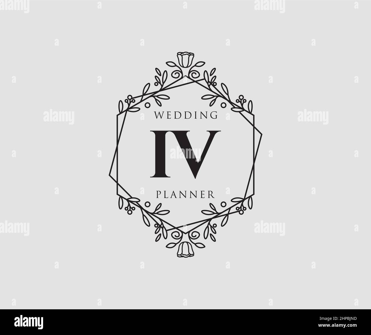 IV Initials letter Wedding monogram logos collection, hand drawn modern ...
