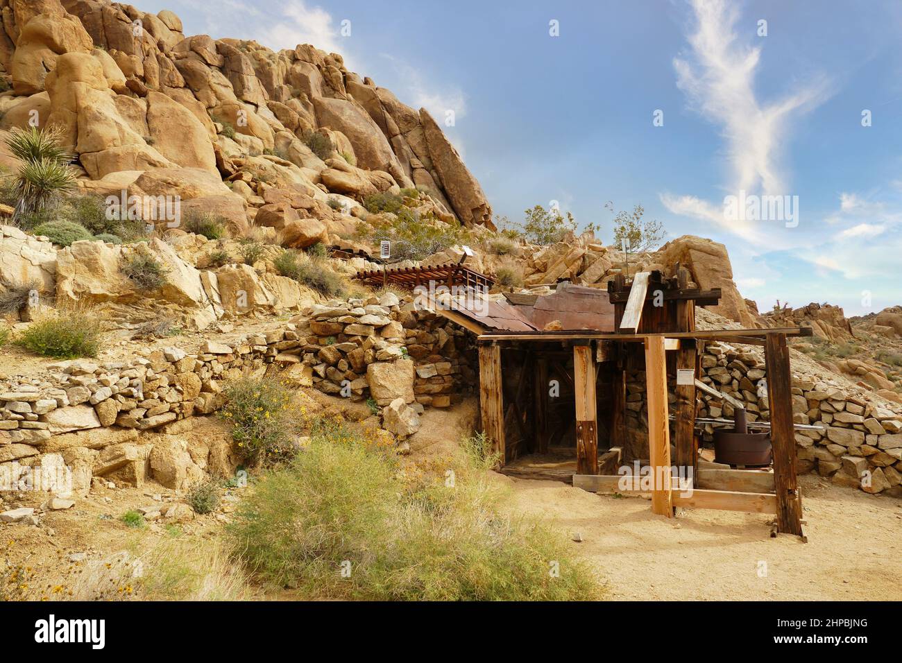 The ruins of the Mastodon gold mine on Mastodon Peak, in the southern ...